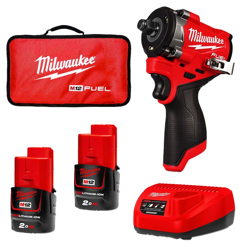 Milwaukee M12FIW2F12202B 12V FUEL 1/2" Stubby Impact Wrench with ...