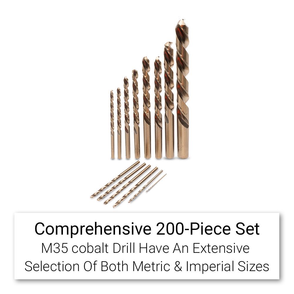 Xtorque XCD200 200pce M35 Metric & Imperial Cobalt Drill Set