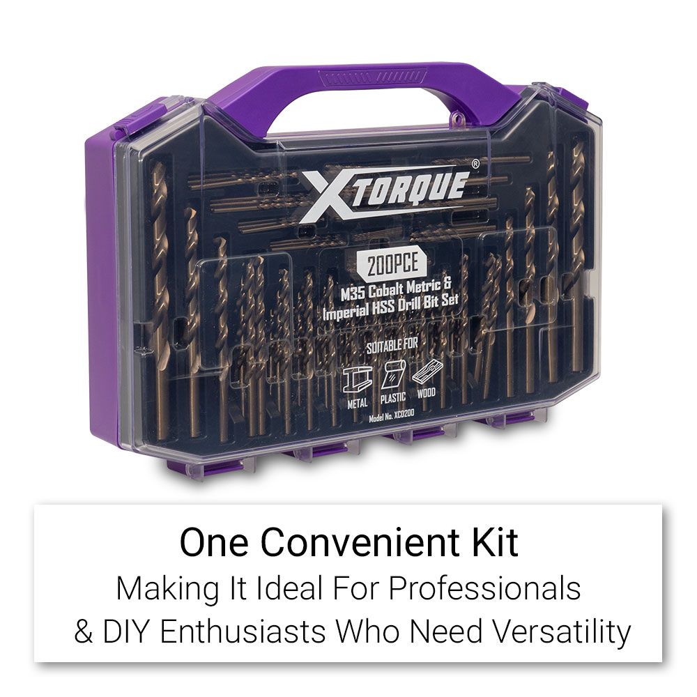 Xtorque XCD200 200pce M35 Metric & Imperial Cobalt Drill Set