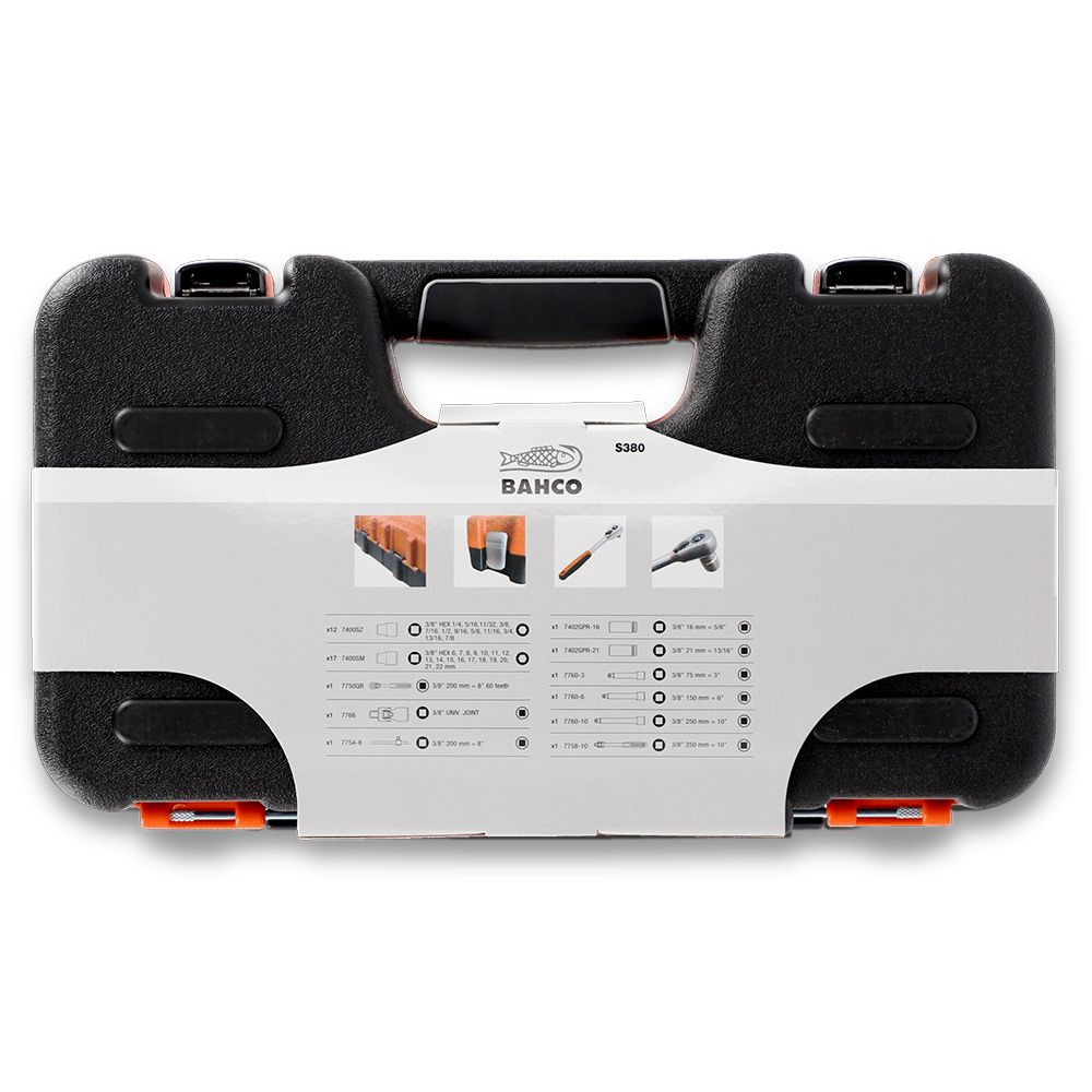 Bahco S380 38pce 3/8" Metric/Imperial Square Drive Socket Set with Hex ...