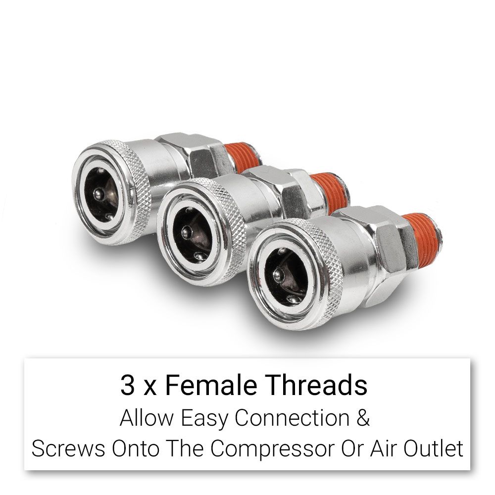 Chicago Air CANS3WAYM 3-Way Nitto Type Quick Connect Air Compressor ...