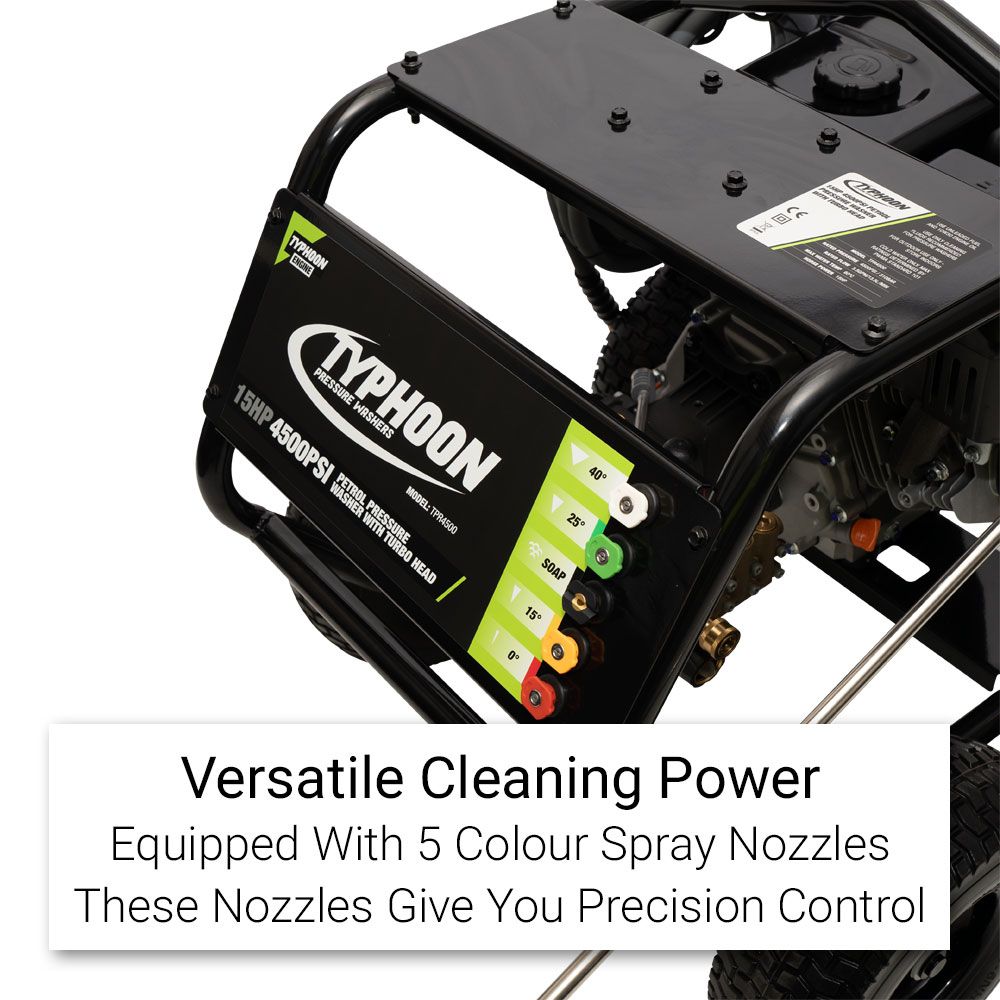 Typhoon TPR4500 15HP 4500PSI Petrol Pressure Washer With Turbo Head
