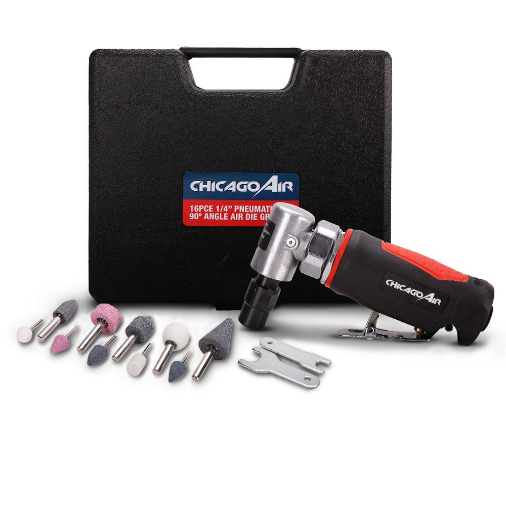 Chicago Air CA14ADGK 16pce 1/4" Pneumatic 90° Angle Die Grinder