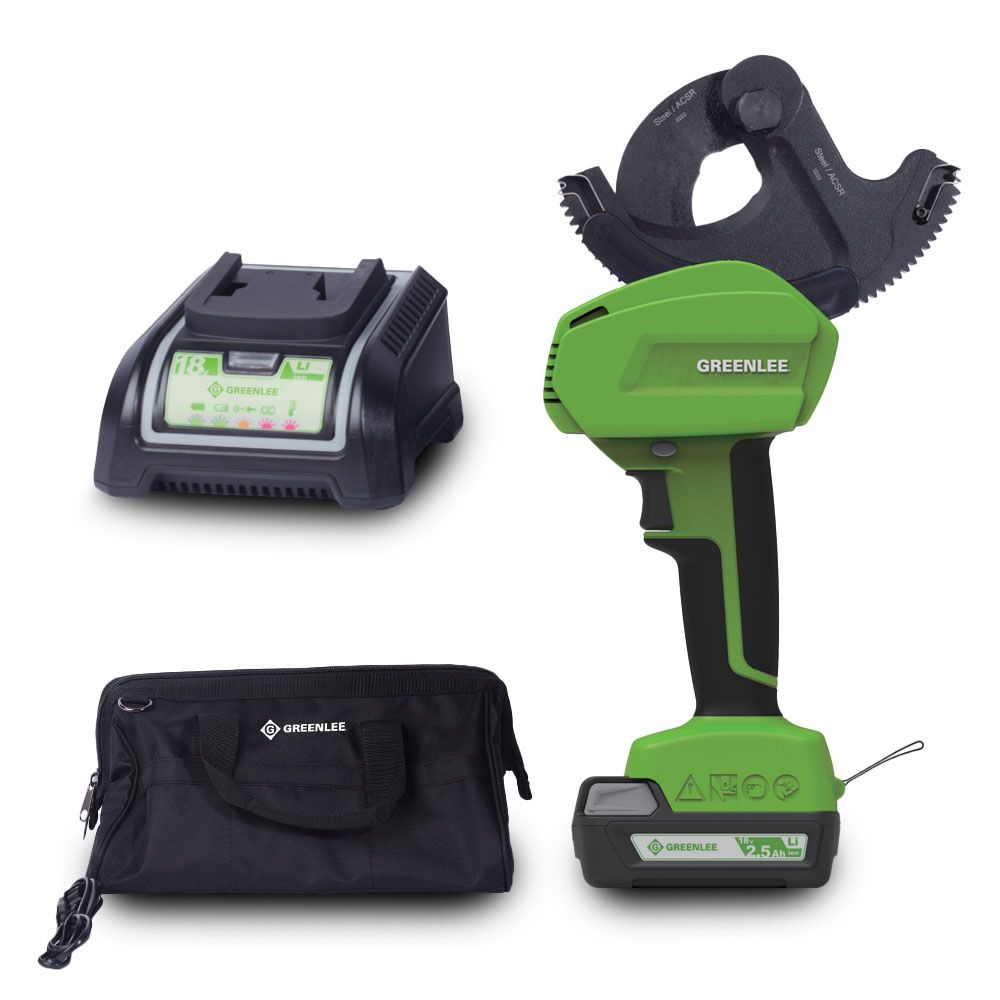 Greenlee ESR25LX-KIT (77908) 18V RIDGID HT Battery Powered ACSR Ratchet ...