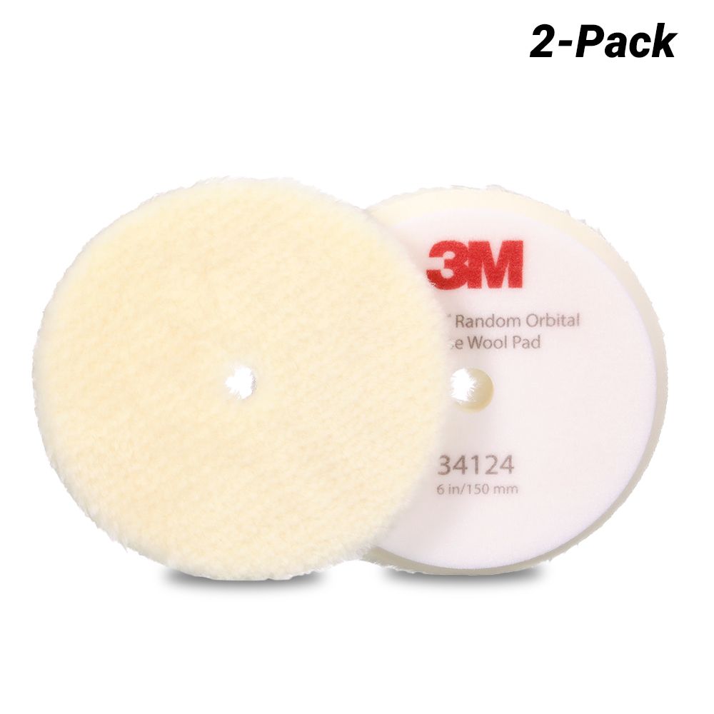 3M 34124 2-Pack 150mm (6") Paint Finish Perfect-it Coarse Wool Polish Pad