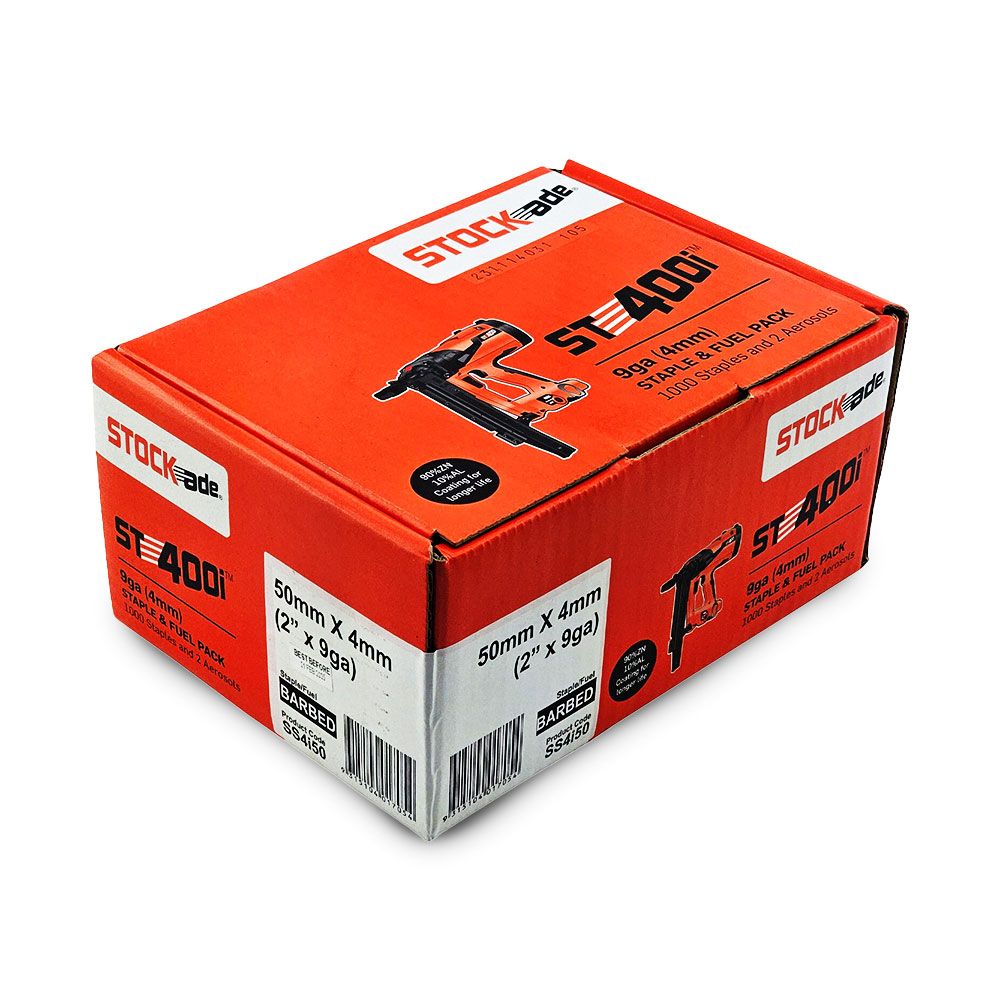 Stockade SS4i50 50mm x 4mm Barbed Staples & Fuel Pack