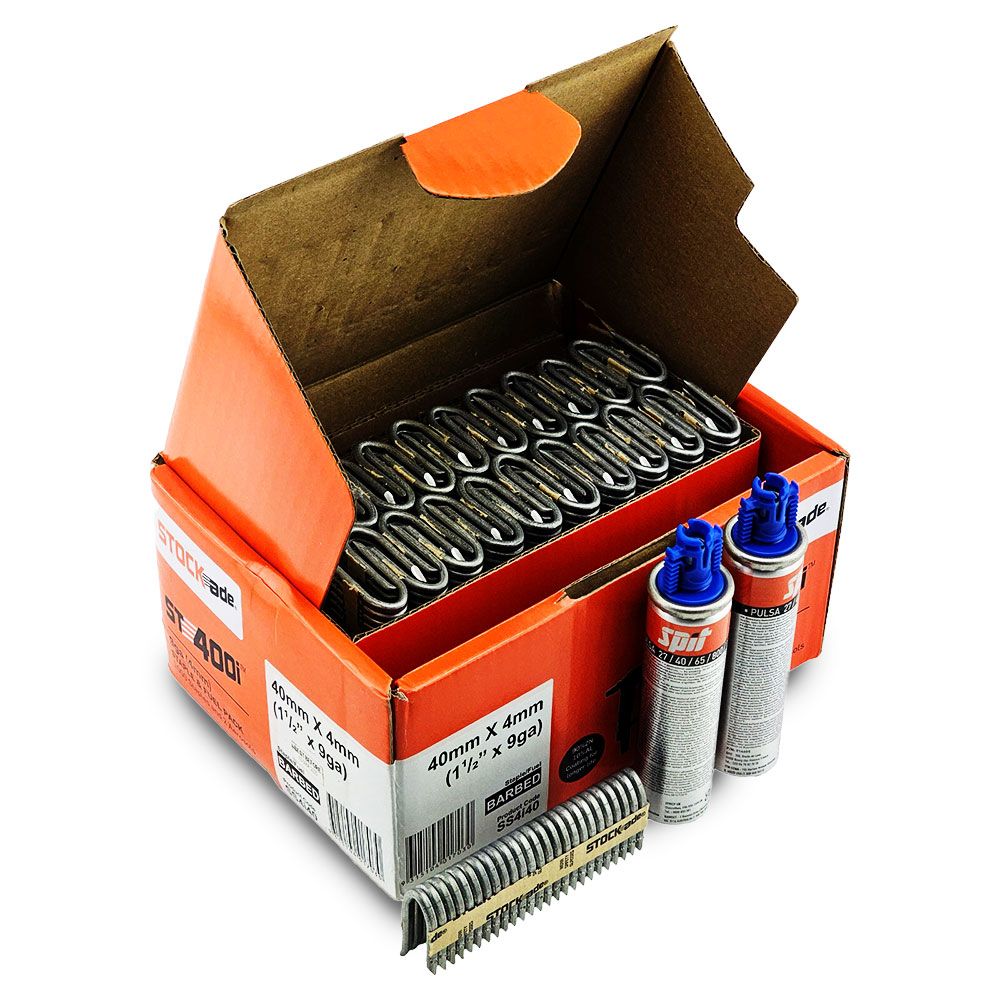 Stockade SS4i40 40mm x 4mm Barbed Staples & Fuel Pack