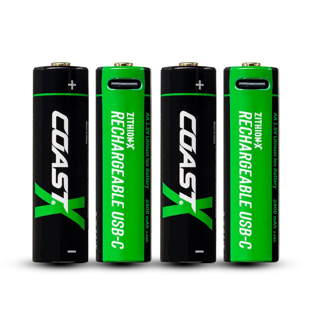 Coast ZXAA (811806) 4-Pack ZITHION-X USB-C Charging AA Rechargeable Batteries