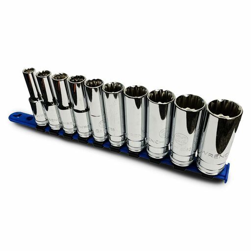 GEARWRENCH 87014 10 pce 1/2″ Square Drive 12 Point Deep Metric Socket Set