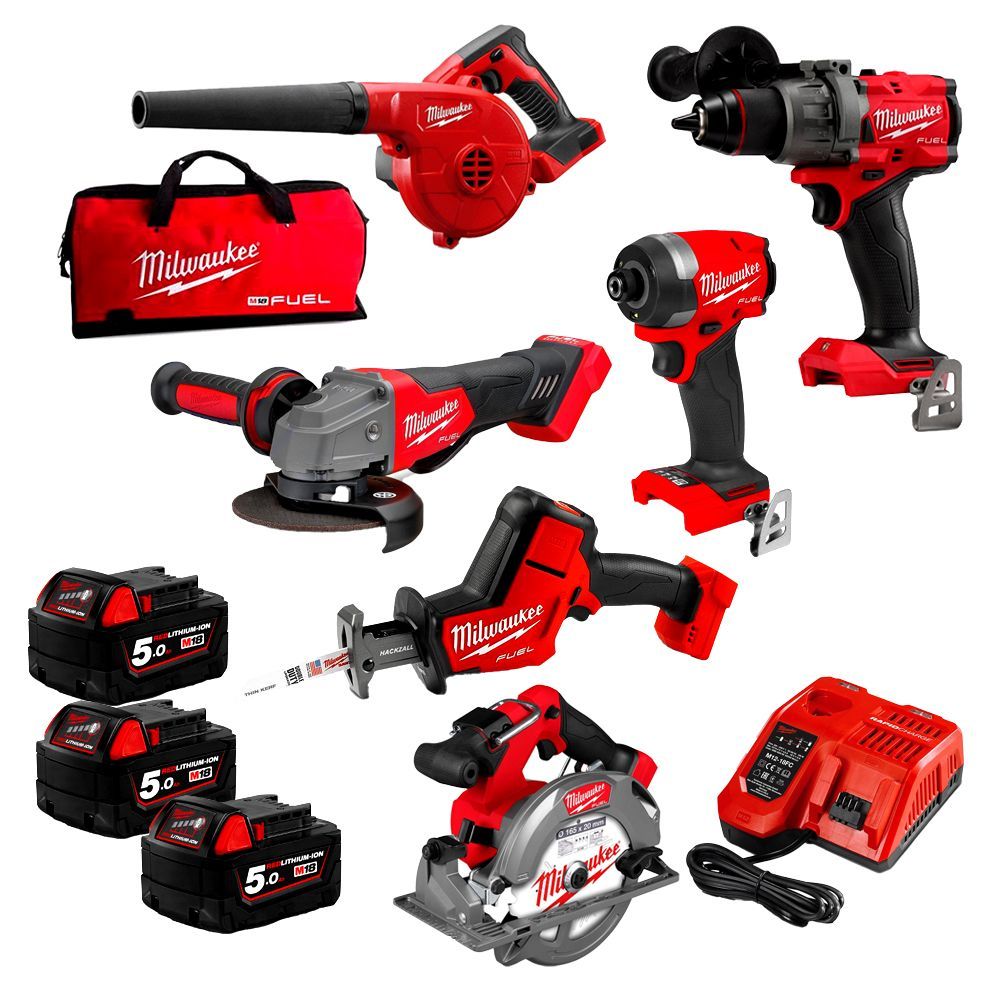 Milwaukee M18FPP6A4503B 18V 5.0Ah Li-ion Cordless Brushless 6pce Combo Kit