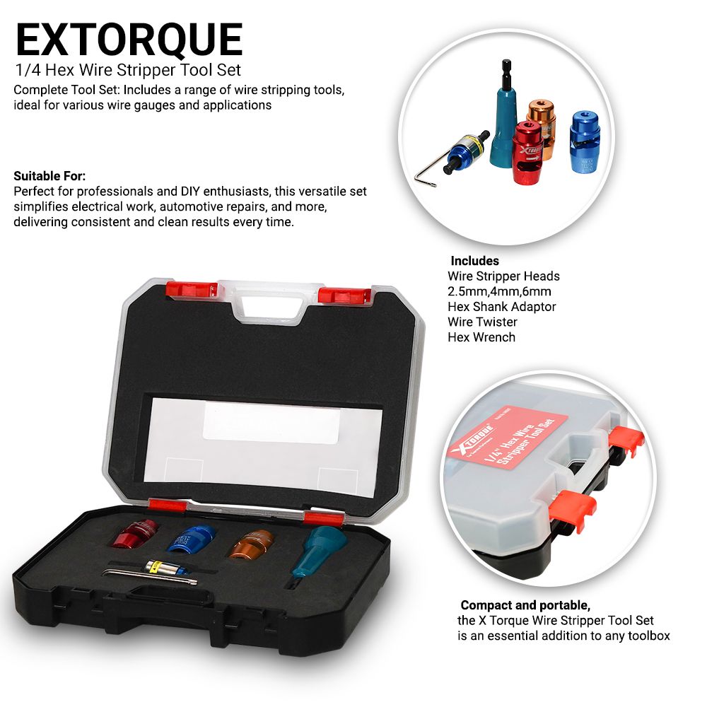 Xtorque XWSKIT 1/4" Hex Wire Stripper Tool Set
