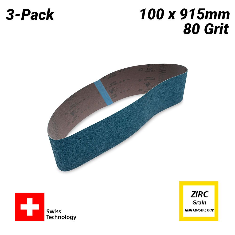 Sia Abrasives F03E02DD14 3pce 100mm x 915mm P80 Abrasive Belt