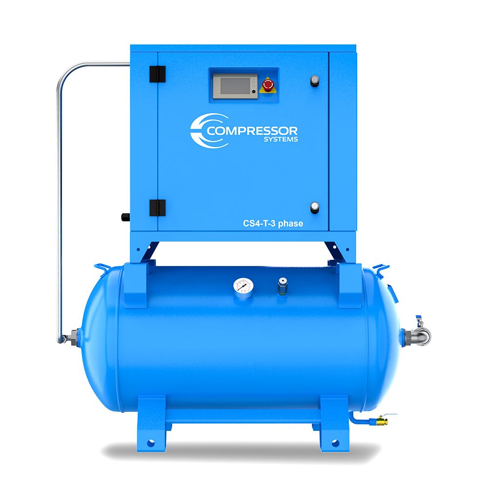 Compressor Systems CS4-T 5.5HP 270L Tank Three Phase Super Quiet Screw ...