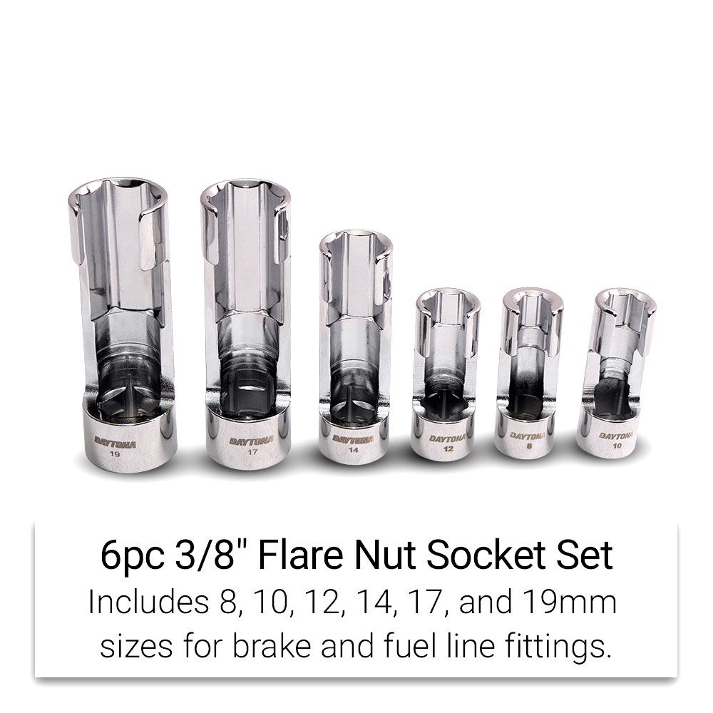 Daytona DFSM638 6pce 3/8" Drive Flare Nut Sockets