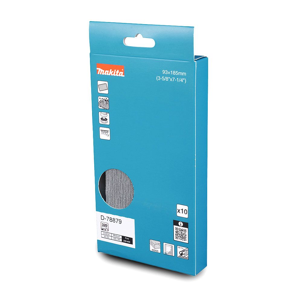 Makita D-78879 10-Pack 93mm x 185mm A320 Grit Mesh Sanding Pack