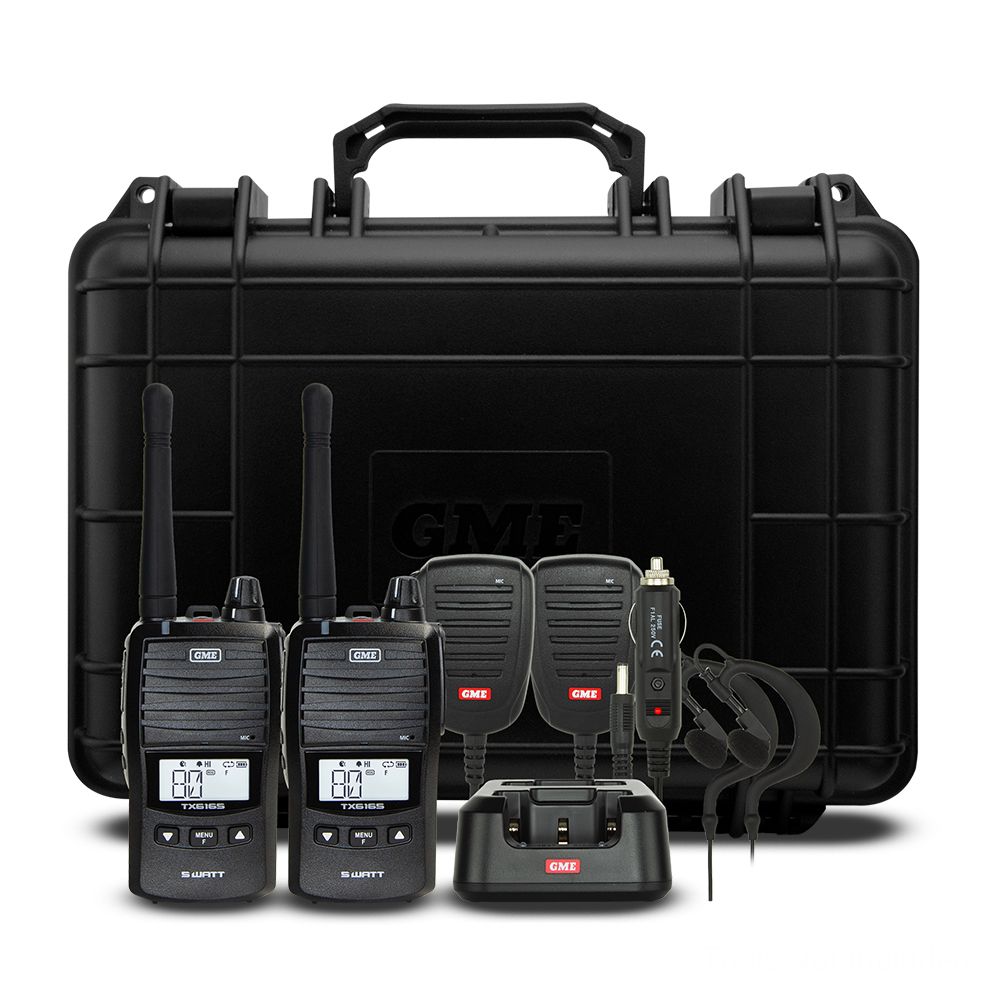 GME TX6165TP 5/1 Watt UHF CB Black Handheld Radio Twin Pack