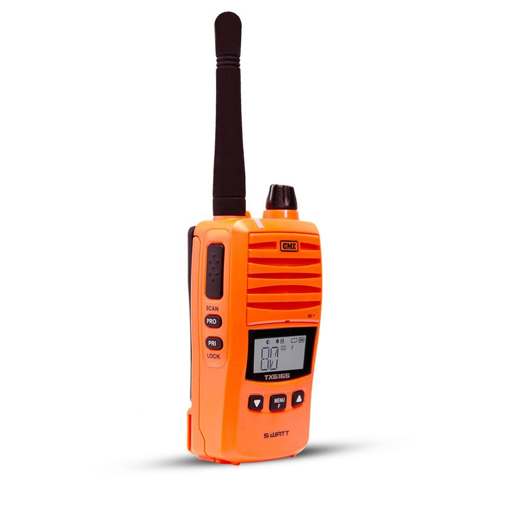 GME TX6165XO 5/1 Watt IP67 UHF CB Handheld Radio - Blaze Orange