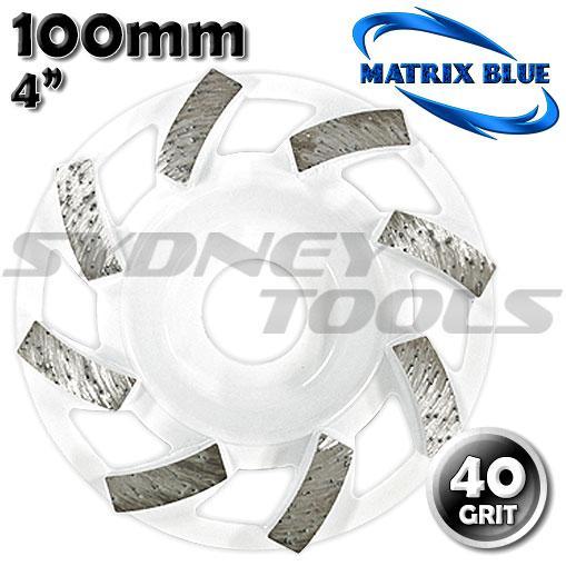 Matrix Blue CGF4CTDK 100mm (4") 40 Grit Coarse Grinding Diamond Cup Wheel