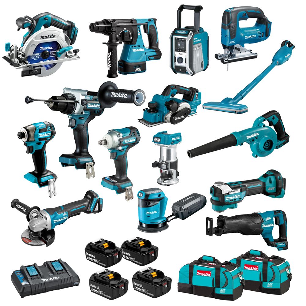 Makita DLX1515PX1 18V 5.0Ah/6.0Ah Li-ion LXT Cordless 15pce Combo Kit ...