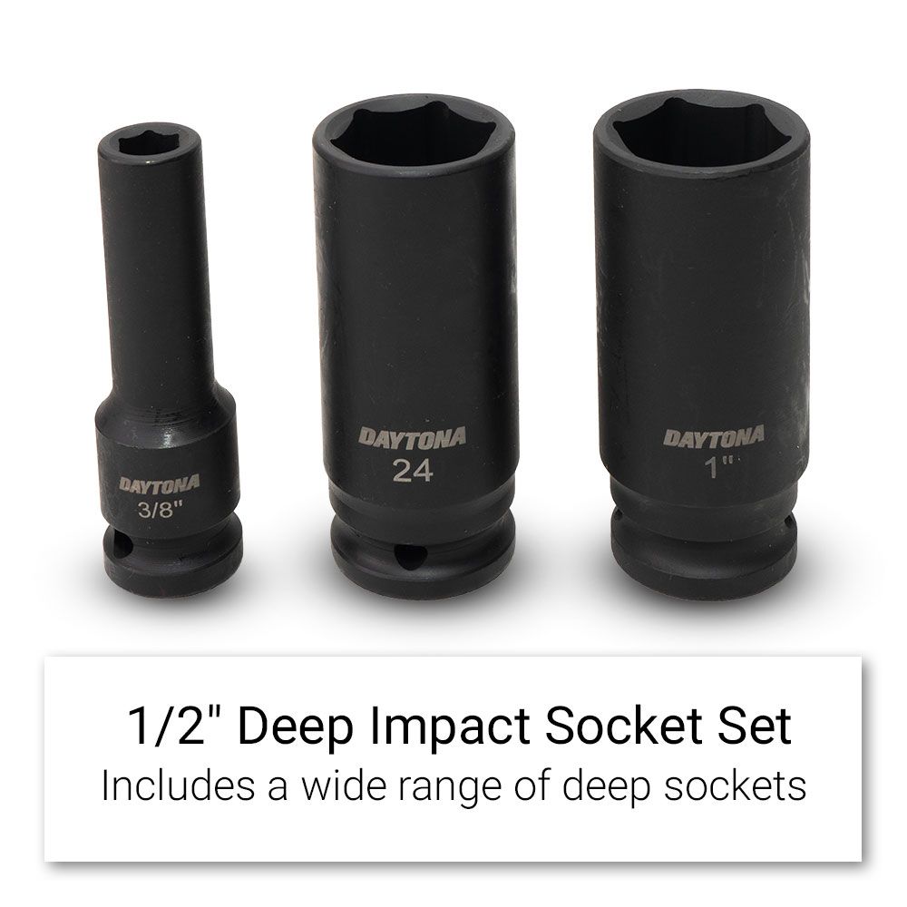 Daytona DDI2912 29pce 1/2" Drive Deep Impact Socket Set 10-24mm and 3/8 ...
