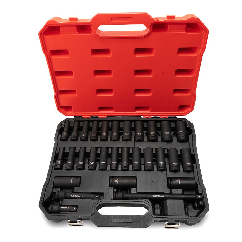 Daytona DDI2912 29pce 1/2" Drive Deep Impact Socket Set 10-24mm and 3/8 ...
