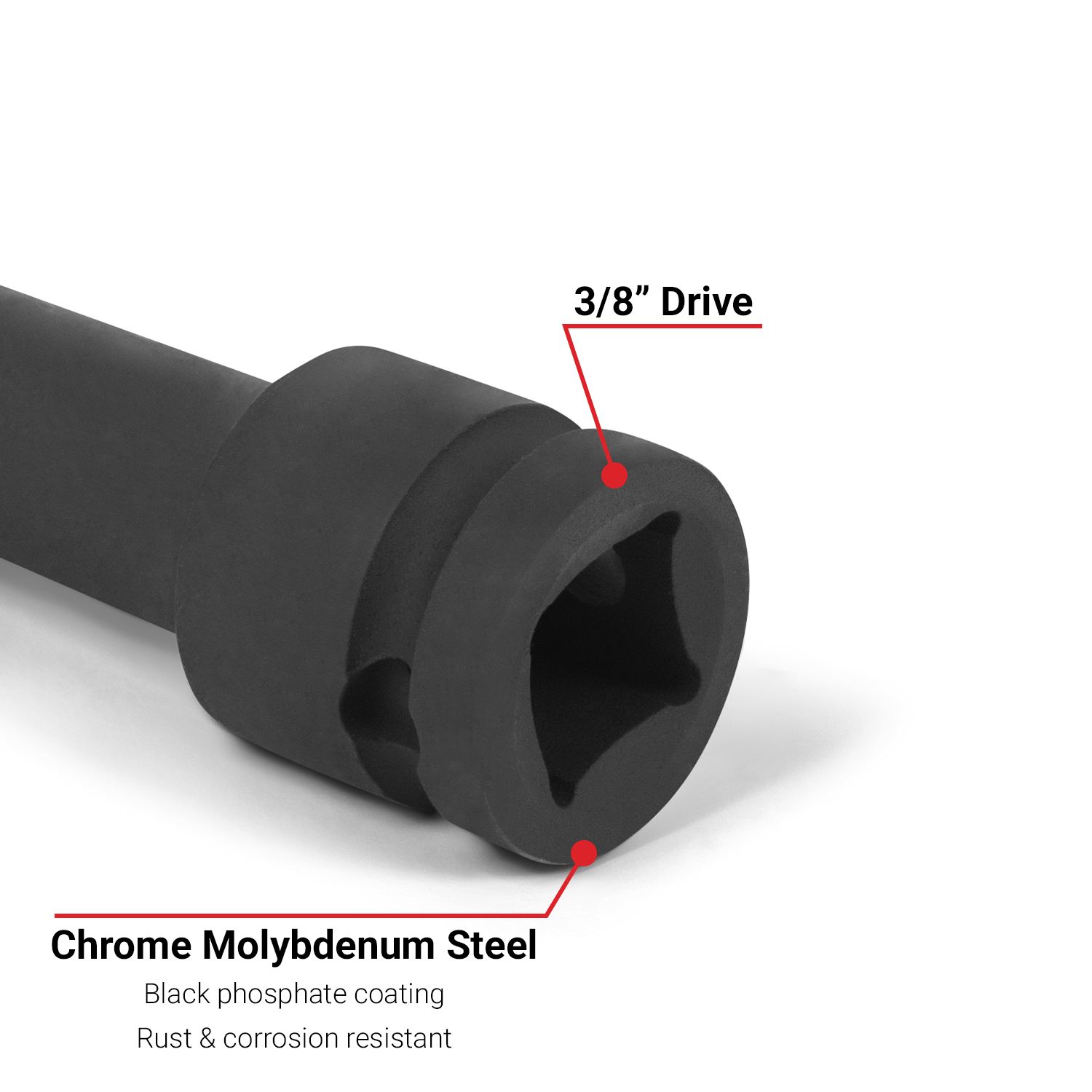 Daytona DWE438 4pce 3/8" Drive Impact Wobble Extension Bar Set 3" 5" 10 ...