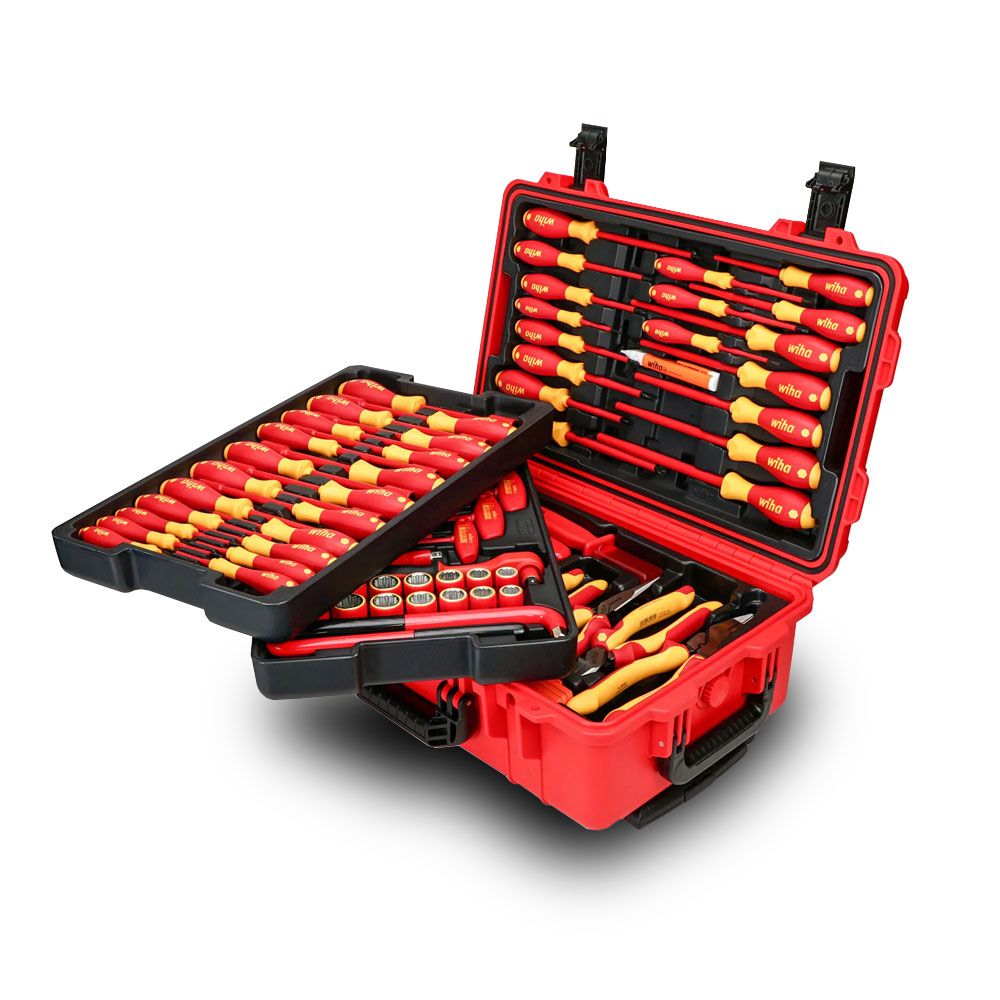 Wiha 32800 80 Piece Master Electrician's Insulated Tools Set In Rolling ...