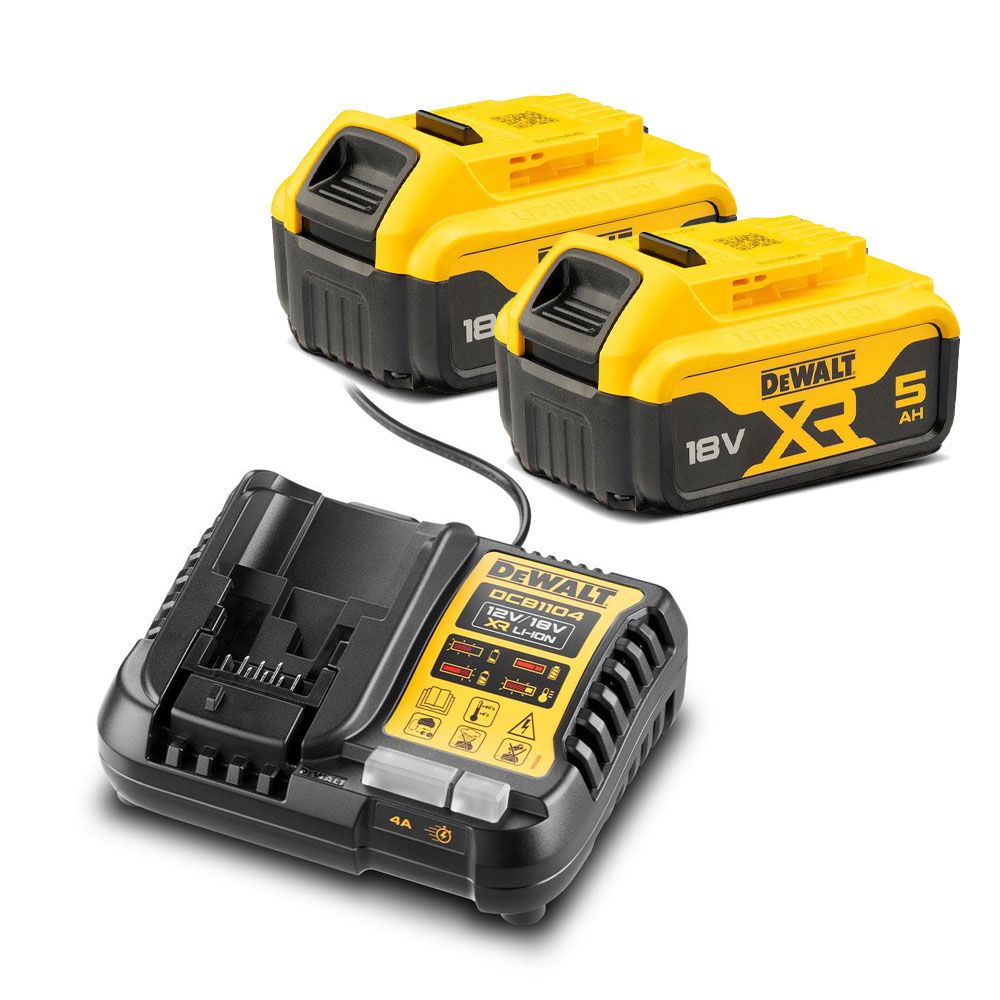 DeWalt DCB184-XE + DCB1104-XE 18V 5.0Ah 2-Pack XR Li-Ion Cordless Slide ...