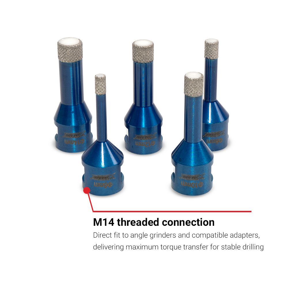 Xtorque XTBS5 5pce M14 Diamond Tile Drill Bit Set