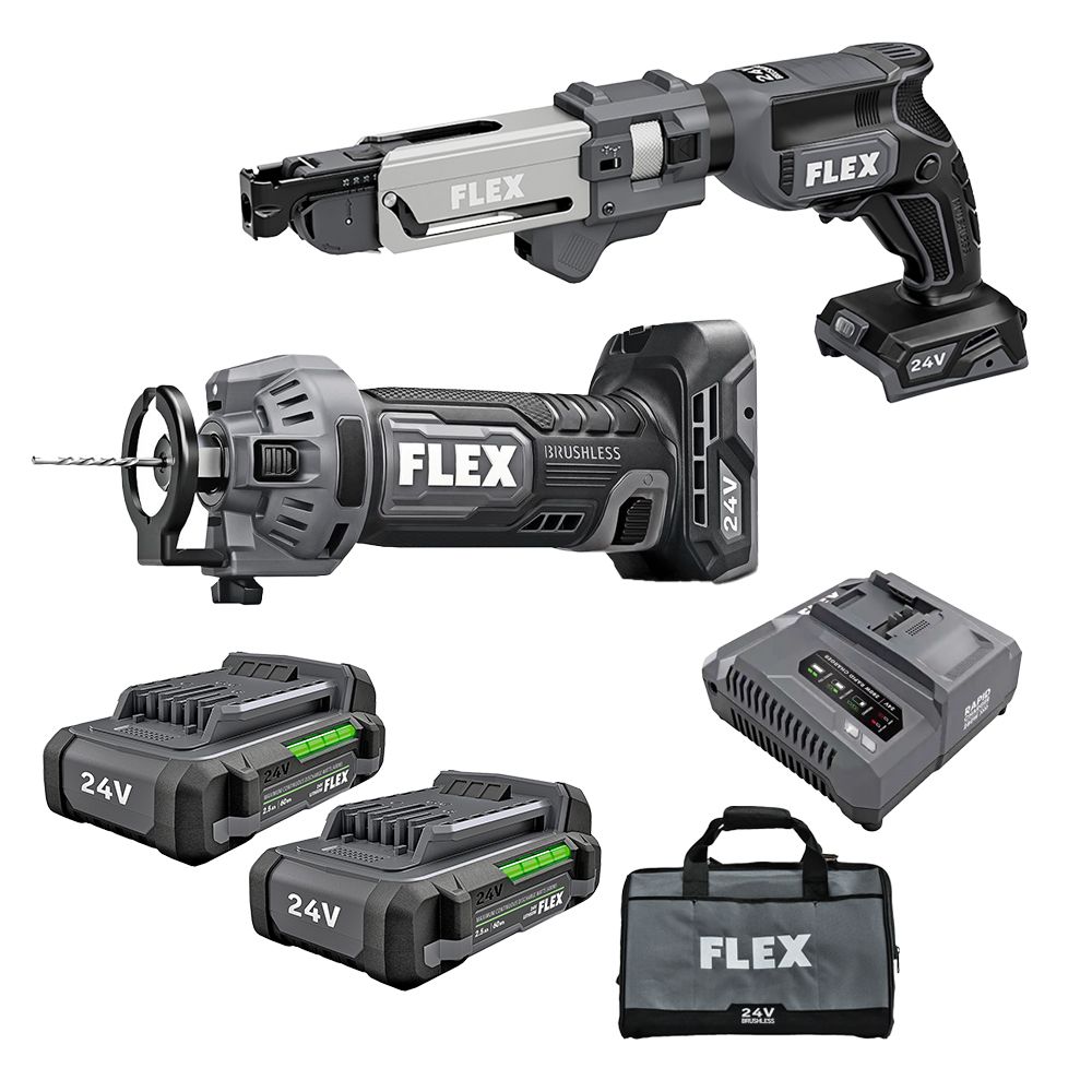 Flex FXMA203-2AA 24V 2.5Ah Li-ion Cordless Brushless 2pce Drywall Combo Kit