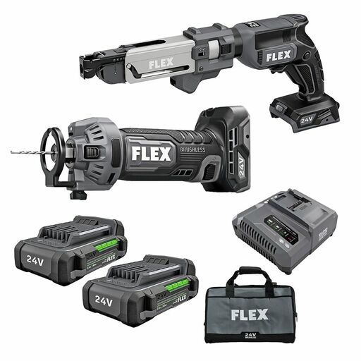 Flex FXMA203-2AA 24V 2.5Ah Li-ion Cordless Brushless 2pce Drywall Combo Kit