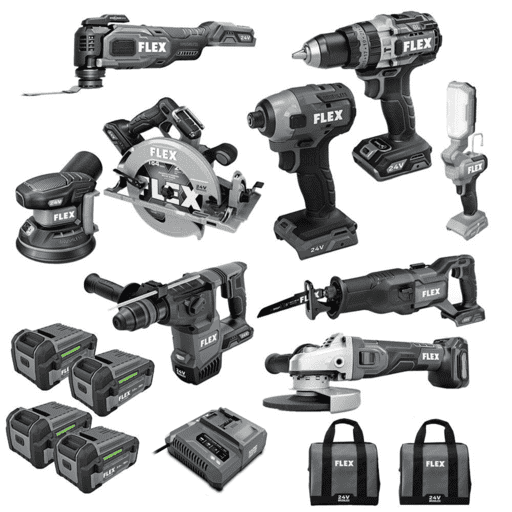 Flex FXMA901-4C 24V 5.0Ah Li-ion Cordless Brushless 9pce Combo Kit