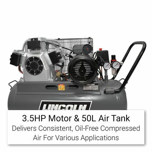 Lincoln LOFB50 3.5Hp 50L Oil Free Belt Drive Air Compressor