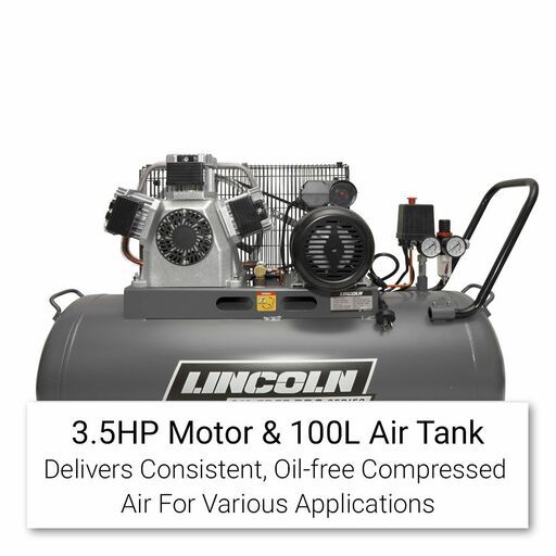 Lincoln LOFB100 3.5HP 100L Oil Free Belt Drive Air Compressor