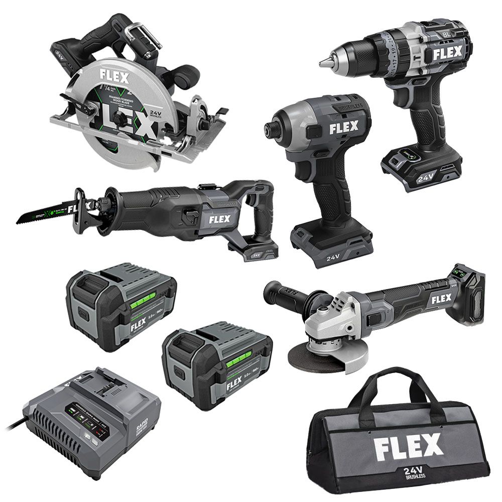 Flex FXMA501-2C 24V 5.0Ah Li-ion Cordless Brushless 5pce Combo Kit