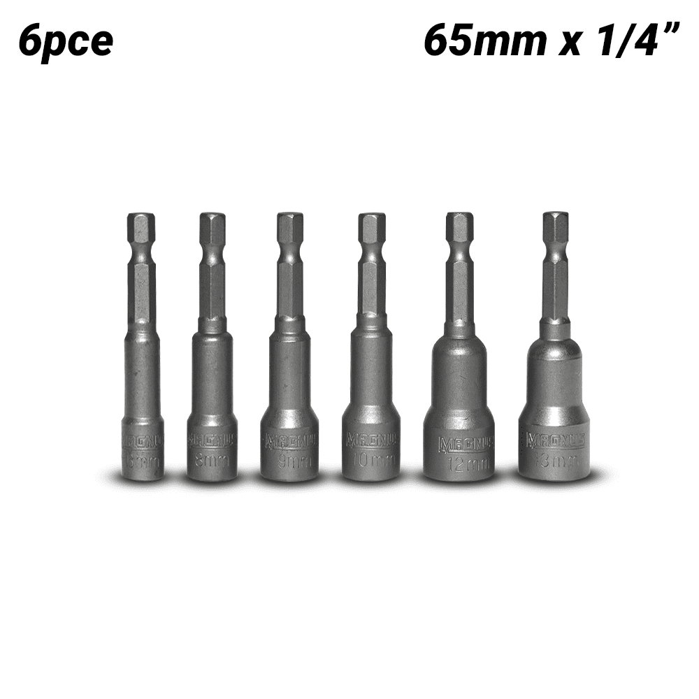 MAGNUS MNNS6H14 6 x 1/4" Hex Magnetic 65mm Nut Setters: 6mm, 8mm, 9mm ...
