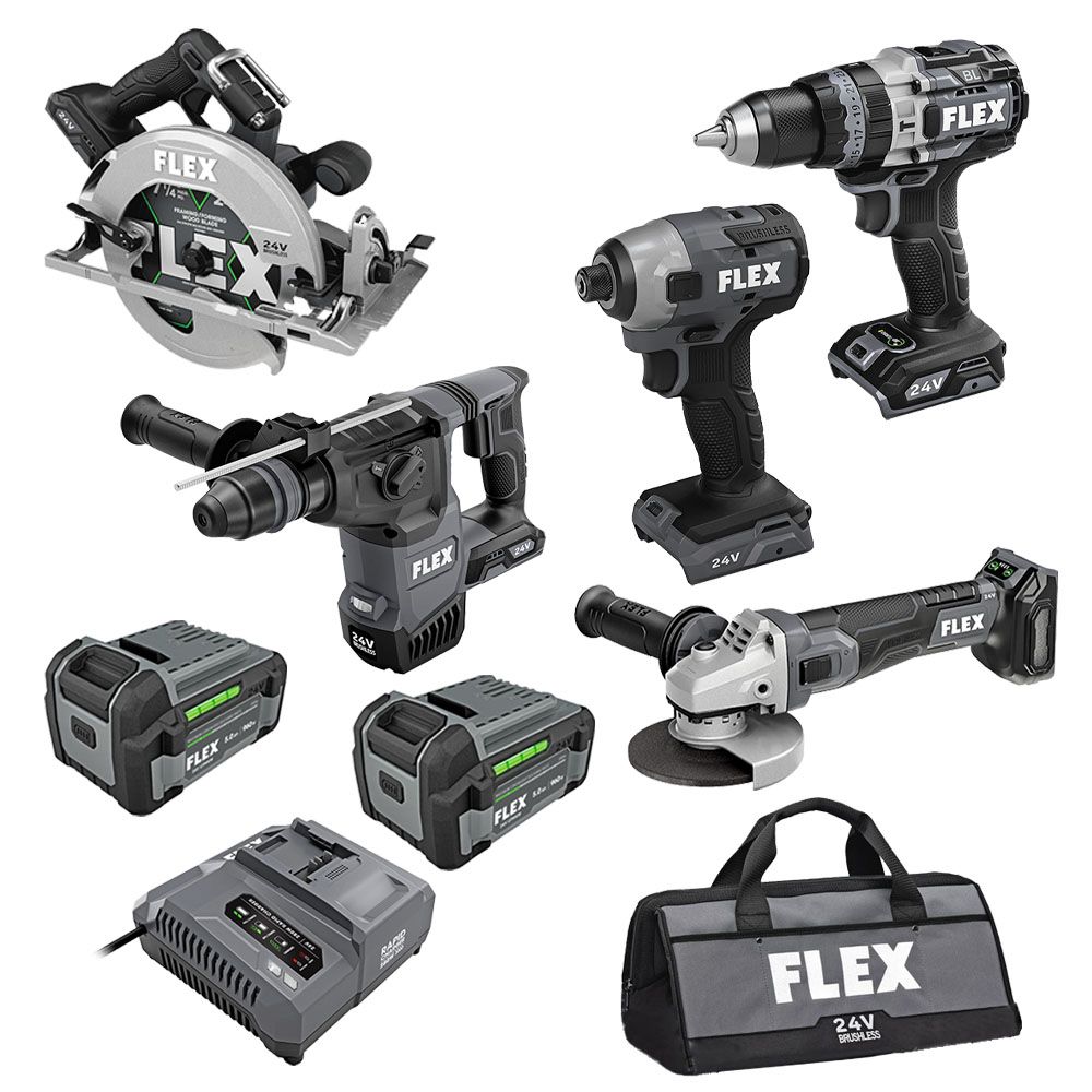 Flex FXMA502-2C 24V 5.0Ah Li-ion Cordless Brushless 5pce Combo Kit