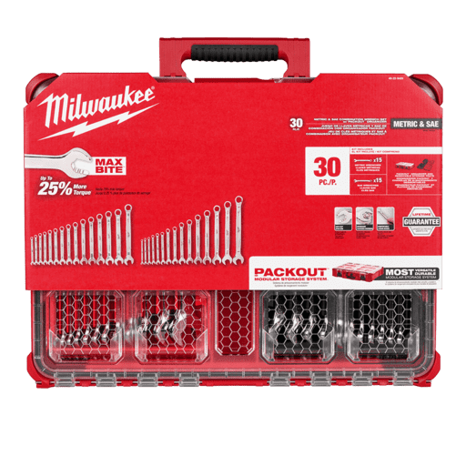 Milwaukee 48229485 30pce PACKOUT Combination Metric & SAE Wrench Set