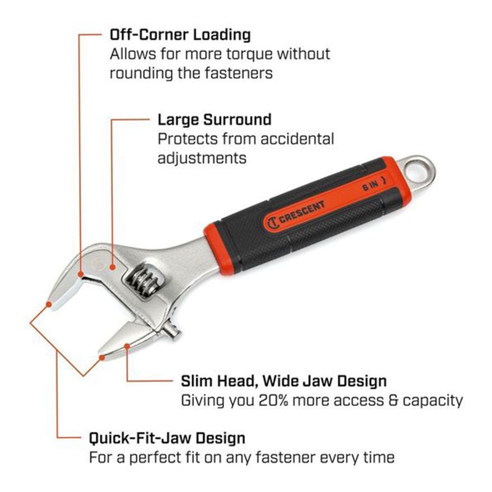 Crescent AC36CVS 6" Adjustable Wrench With Quick-Fit-Jaw
