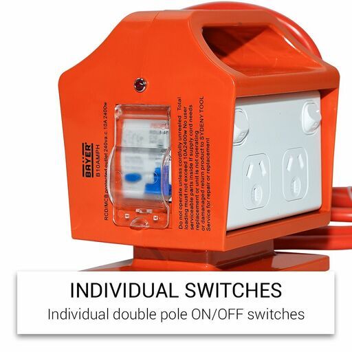 Bayer B10AMPH 240V Heavy Duty Quad Outlet Portable Power Safety Box ...