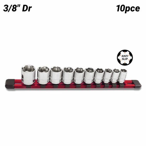 SP Tools SP33025 10pce 3/8" Drive X-Treme Grip SAE Socket Rail Set