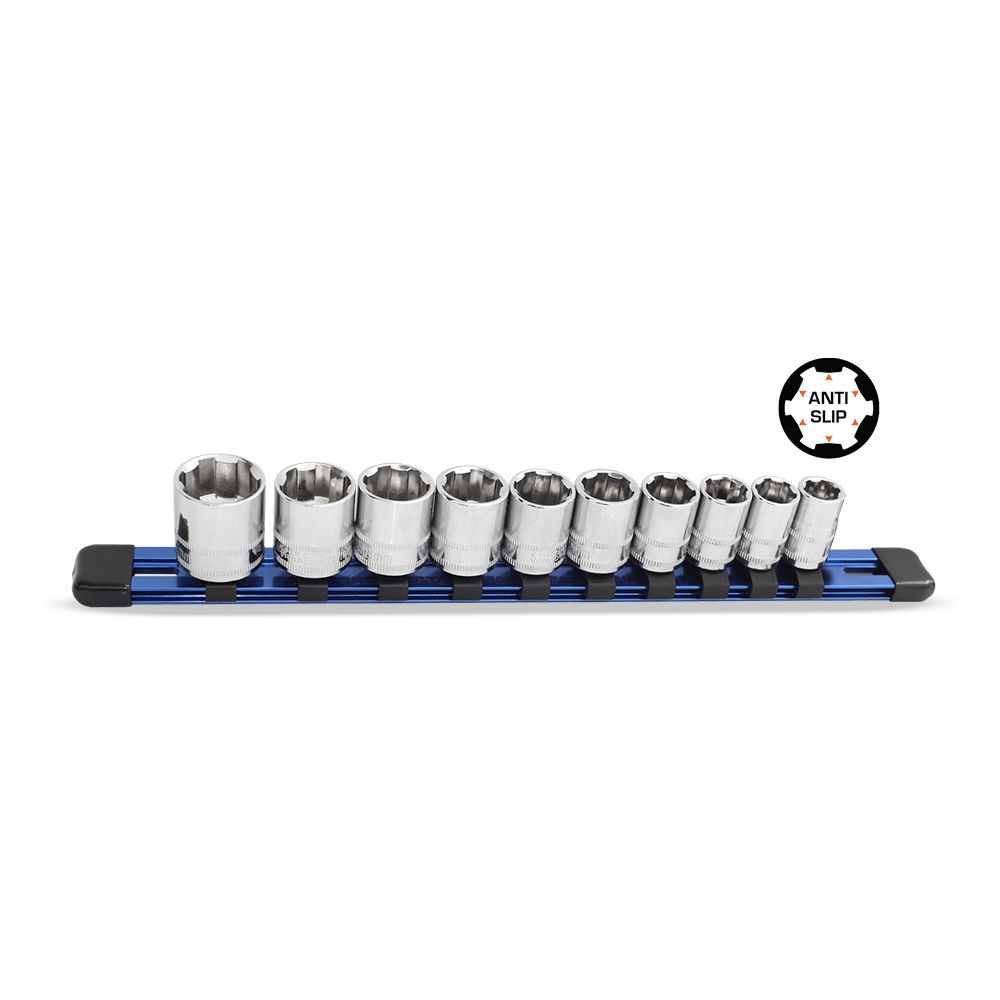SP Tools SP33024 10pce 3/8" Drive X-Treme Grip Metric Socket Rail Set