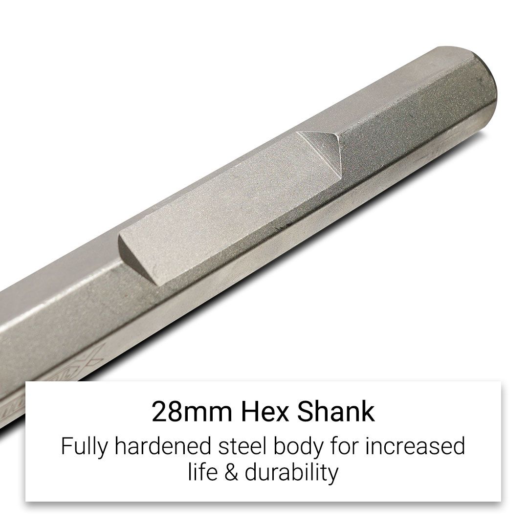 Xtorque X28HWC 28mm x 400mm Hex Shank Wide Chisel