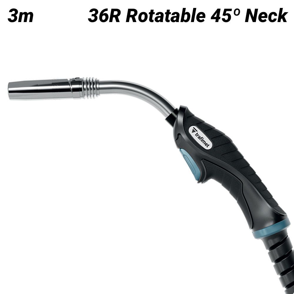 Trafimet MA4234-030 ERGOPLUS 3m 36R Rotatable 45º Neck Air Cooled MIG Torch with Euro Connection