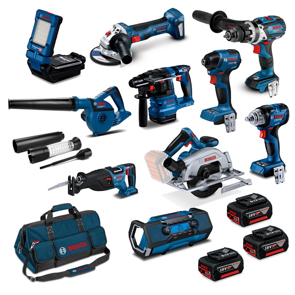 Bosch 0.615.A50.08X 18V 5.0Ah Li-ion Cordless Brushless 10pce Combo Kit