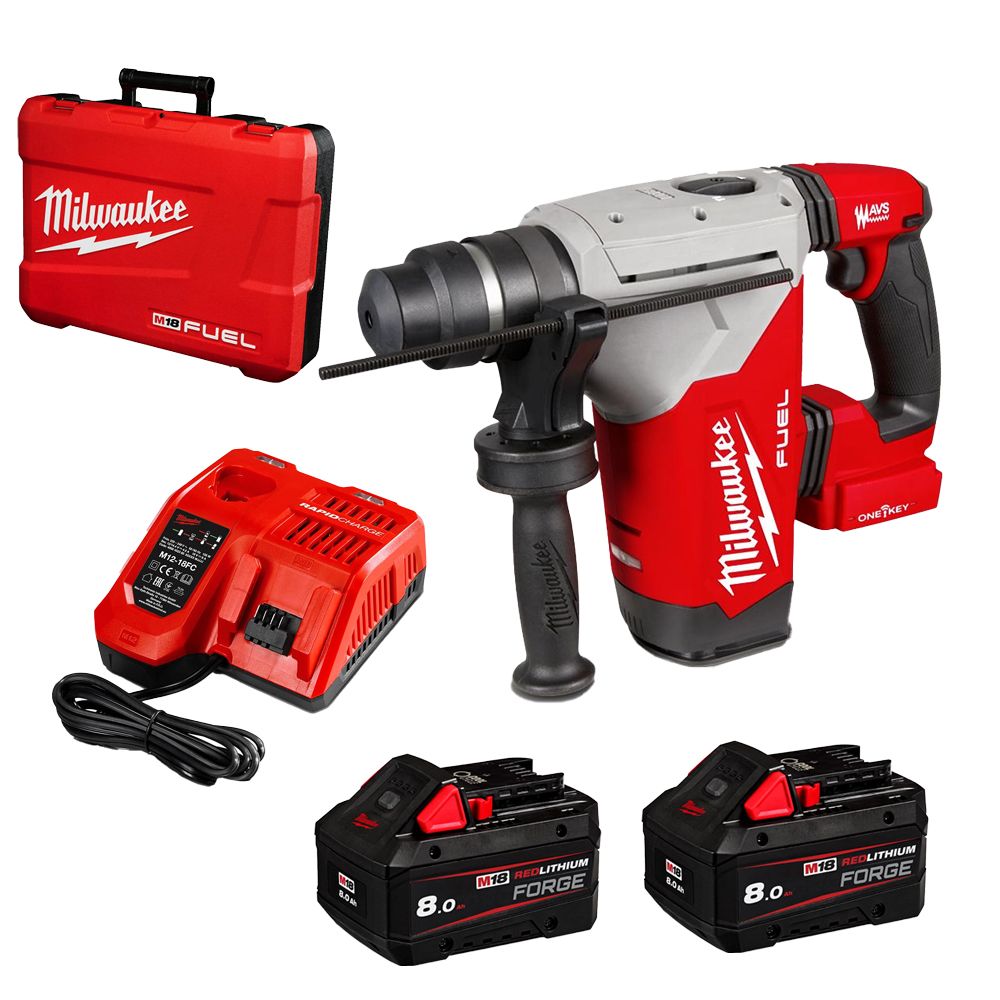 Milwaukee M18FHP-802FC 18V 8.0Ah FORGE 28mm SDS Plus Rotary Hammer with ...