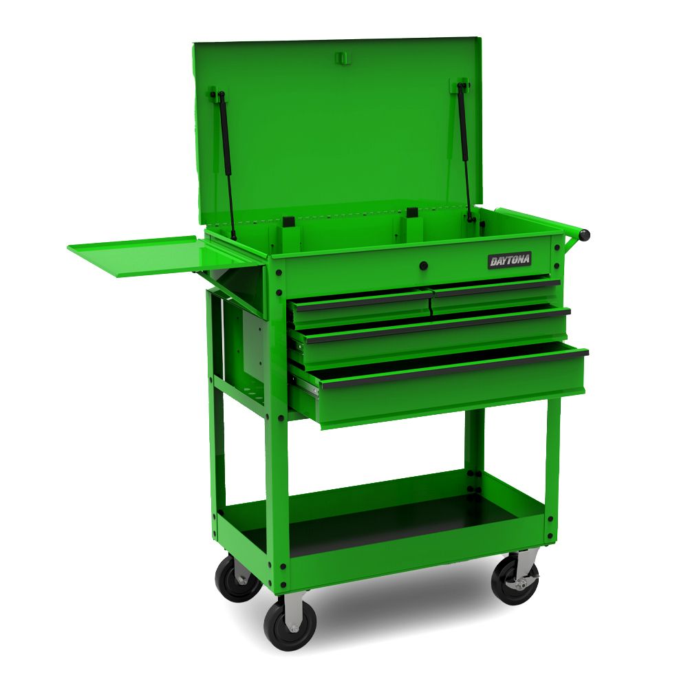 Daytona D4CAGN 30" 4 Drawer Utility Cart with Full Lid - Green