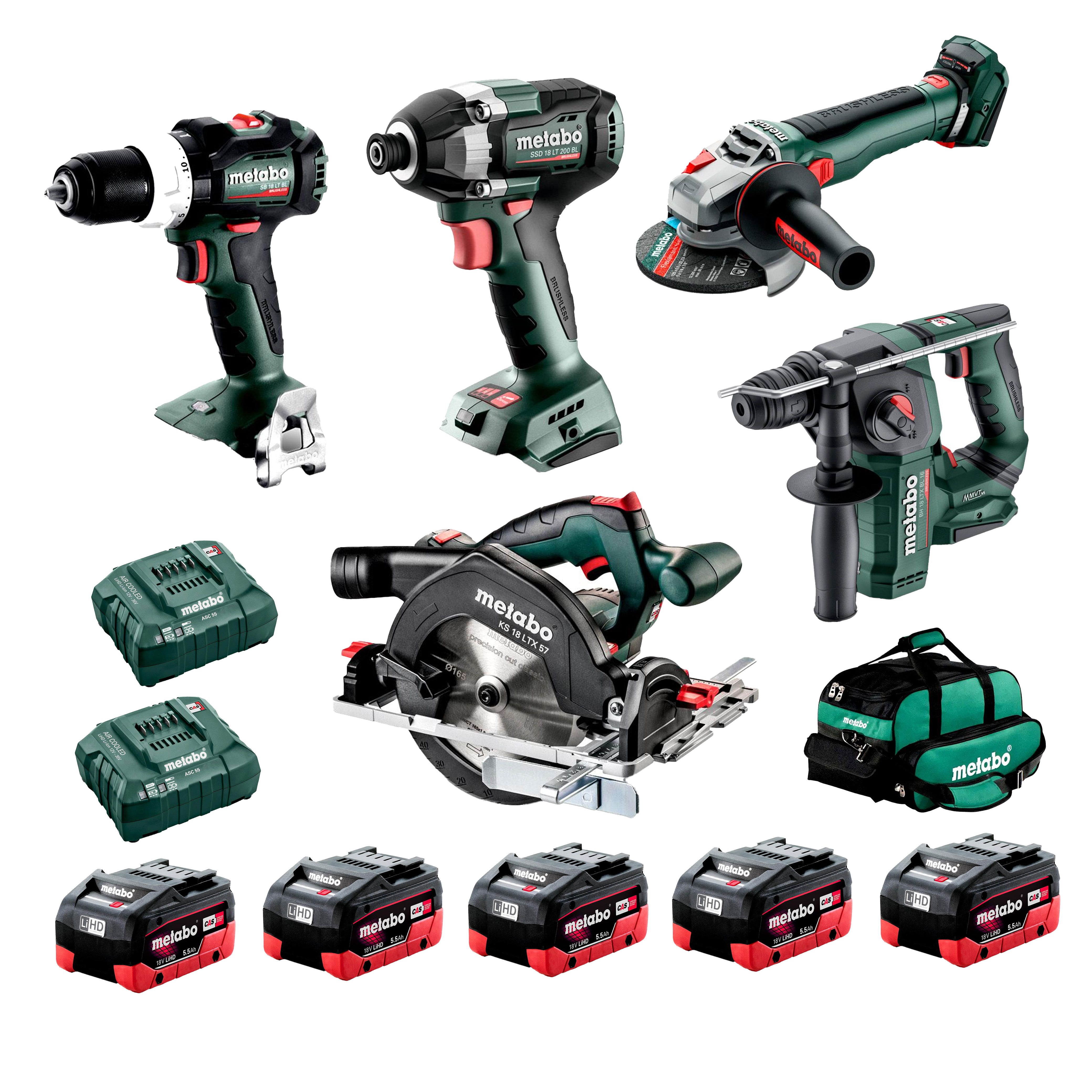 Metabo MET18BL5SB5HD5.5JE (AU68504510) 18V Li-ion Cordless Brushless 5 ...