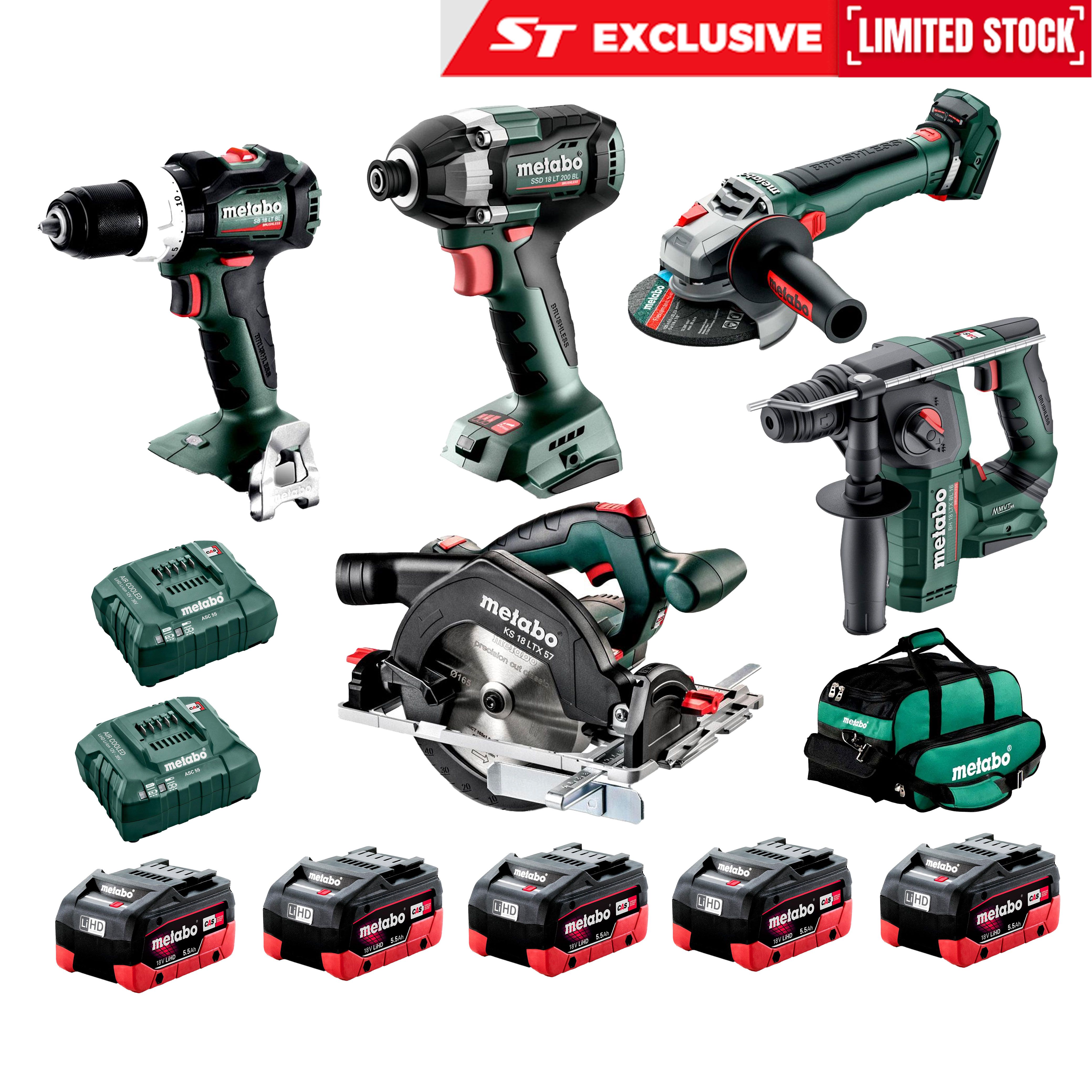 Metabo MET18BL5SB5HD5.5JE (AU68504510) 18V Li-ion Cordless Brushless 5 ...