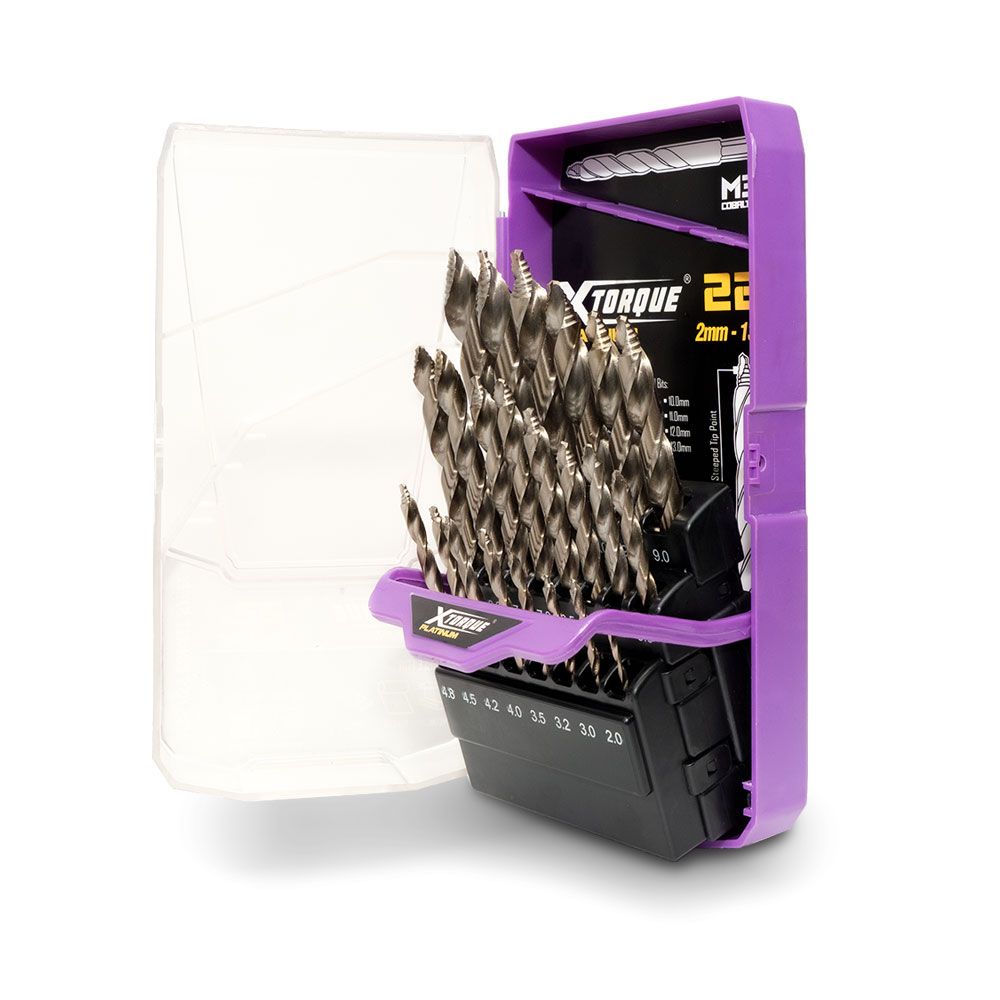 Xtorque XP22M35 22Pce HSS M35 Sharkstep Impact Driver Ready Drill Bits Set